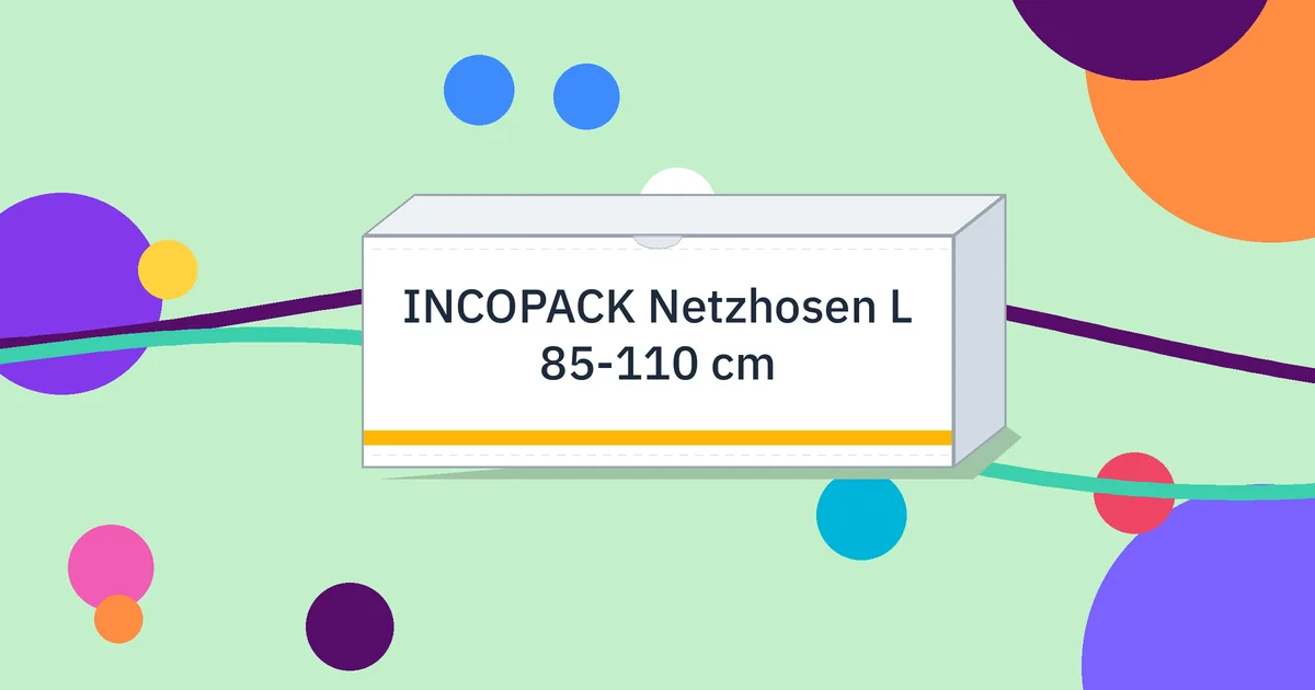 Symbolbild: Packung mit der Aufschrift INCOPACK Netzhosen L 85-110 cm (PZN 09923019) – Verfügbarkeit und Bezug in Apotheken in Frankfurt am Main