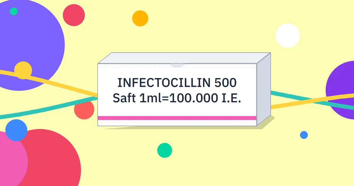 Symbolbild: Packung mit der Aufschrift INFECTOCILLIN 500 Saft 1ml=100.000 I.E. (PZN 04257799) – Verfügbarkeit und Bezug in Apotheken in Frankfurt am Main