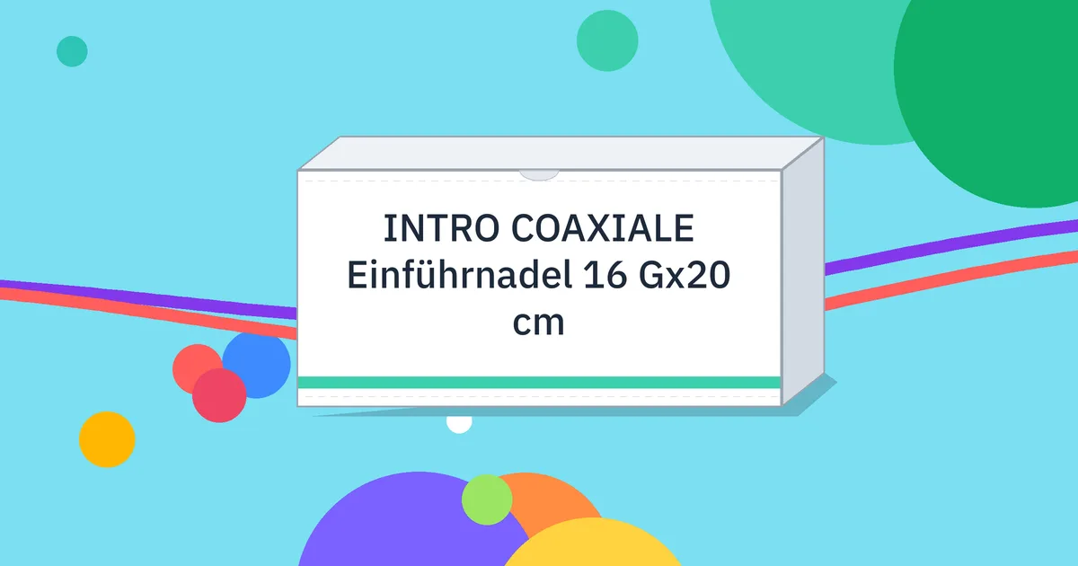 Symbolbild: Packung mit der Aufschrift INTRO COAXIALE Einführnadel 16 Gx20 cm (PZN 16918852) – Verfügbarkeit und Bezug in Apotheken in Frankfurt am Main