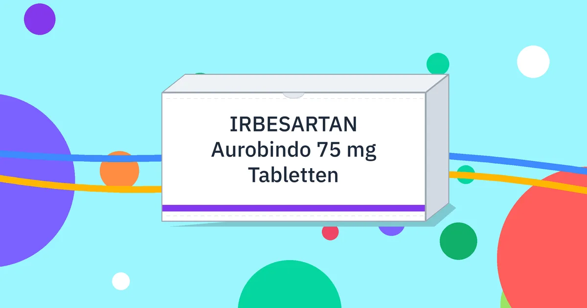 Symbolbild: Packung mit der Aufschrift IRBESARTAN Aurobindo 75 mg Tabletten (PZN 02722341) – Verfügbarkeit und Bezug in Apotheken in Frankfurt am Main