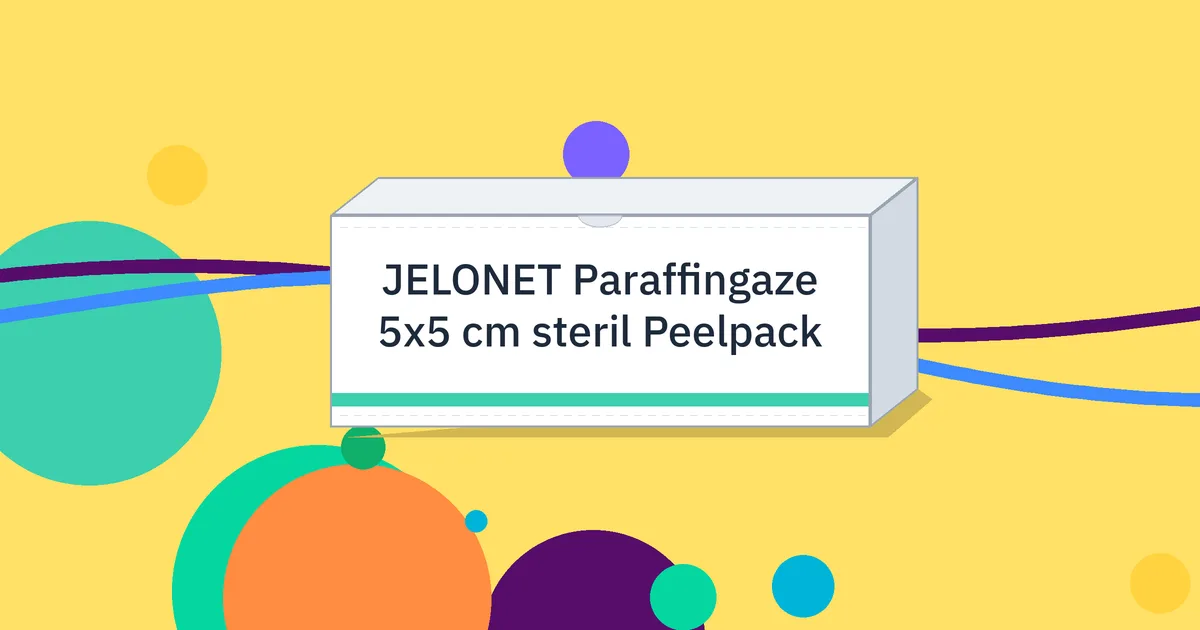 Symbolbild: Packung mit der Aufschrift JELONET Paraffingaze 5x5 cm steril Peelpack (PZN 13883047) – Verfügbarkeit und Bezug in Apotheken in Frankfurt am Main