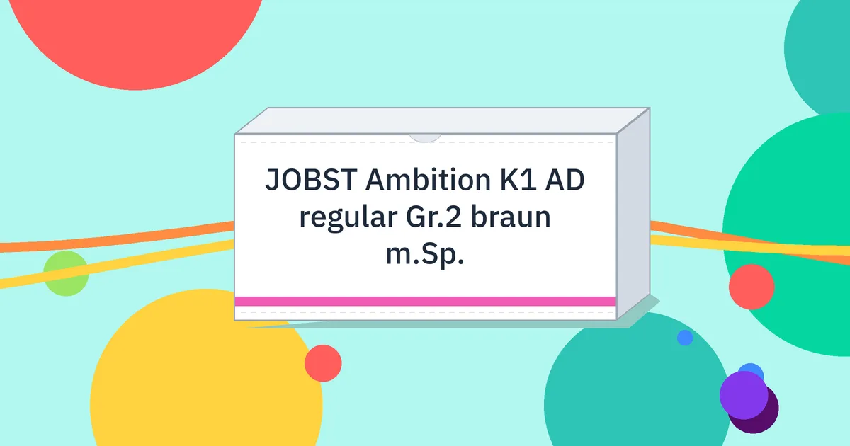Symbolbild: Packung mit der Aufschrift JOBST Ambition K1 AD regular Gr.2 braun m.Sp. (PZN 11020170) – Verfügbarkeit und Bezug in Apotheken in Frankfurt am Main