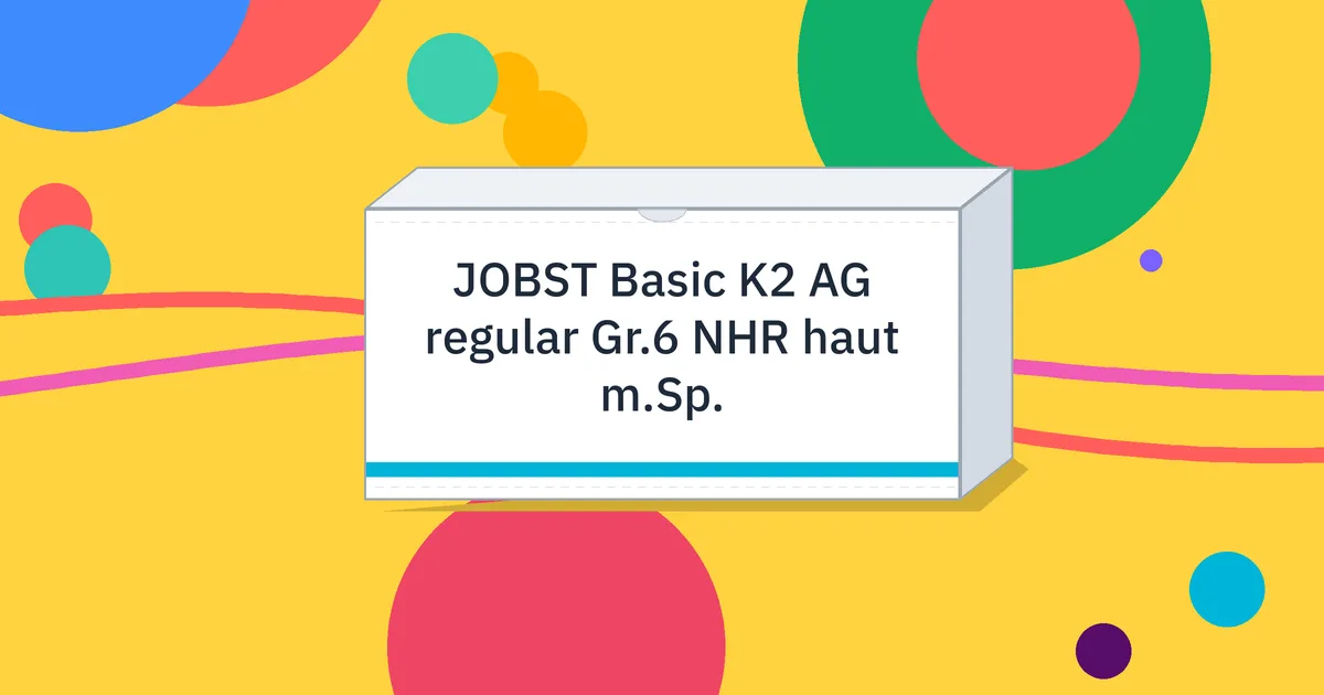Symbolbild: Packung mit der Aufschrift JOBST Basic K2 AG regular Gr.6 NHR haut m.Sp. (PZN 13060340) – Verfügbarkeit und Bezug in Apotheken in Frankfurt am Main