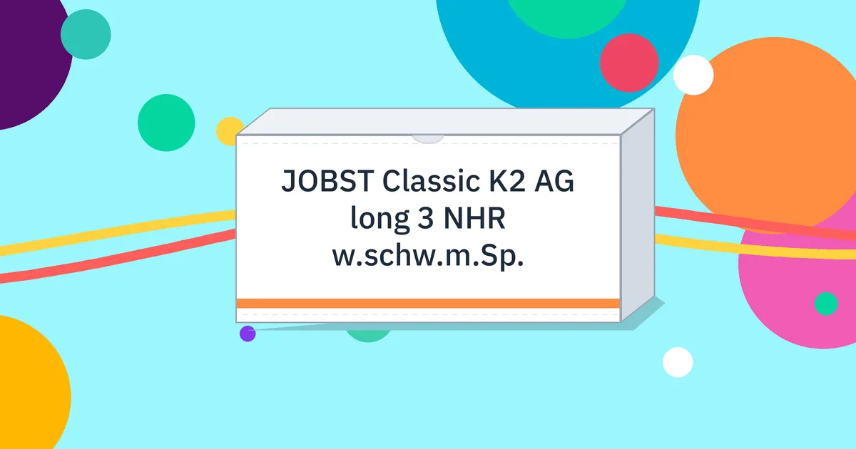 Symbolbild: Packung mit der Aufschrift JOBST Classic K2 AG long 3 NHR w.schw.m.Sp. (PZN 10727097) – Verfügbarkeit und Bezug in Apotheken in Frankfurt am Main