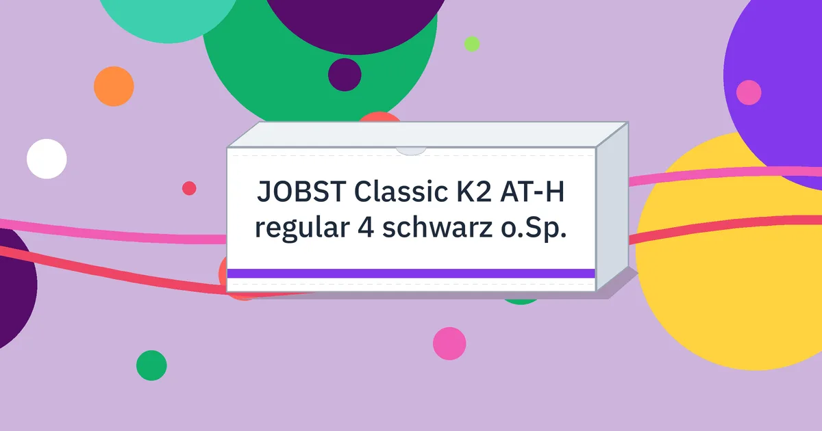 Symbolbild: Packung mit der Aufschrift JOBST Classic K2 AT-H regular 4 schwarz o.Sp. (PZN 10729050) – Verfügbarkeit und Bezug in Apotheken in Frankfurt am Main