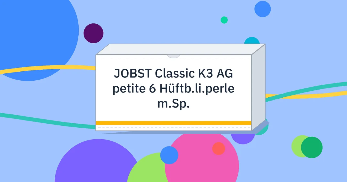 Symbolbild: Packung mit der Aufschrift JOBST Classic K3 AG petite 6 Hüftb.li.perle m.Sp. (PZN 13074170) – Verfügbarkeit und Bezug in Apotheken in Frankfurt am Main