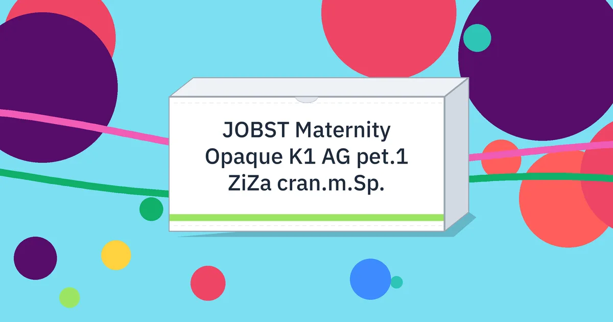 Symbolbild: Packung mit der Aufschrift JOBST Maternity Opaque K1 AG pet.1 ZiZa cran.m.Sp. (PZN 15857278) – Verfügbarkeit und Bezug in Apotheken in Frankfurt am Main