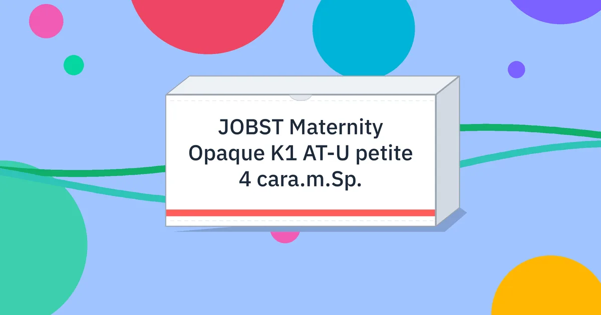 Symbolbild: Packung mit der Aufschrift JOBST Maternity Opaque K1 AT-U petite 4 cara.m.Sp. (PZN 15850721) – Verfügbarkeit und Bezug in Apotheken in Frankfurt am Main