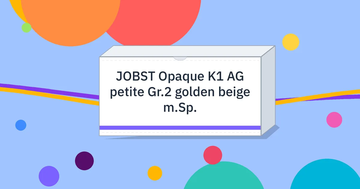 Symbolbild: Packung mit der Aufschrift JOBST Opaque K1 AG petite Gr.2 golden beige m.Sp. (PZN 16268911) – Verfügbarkeit und Bezug in Apotheken in Frankfurt am Main