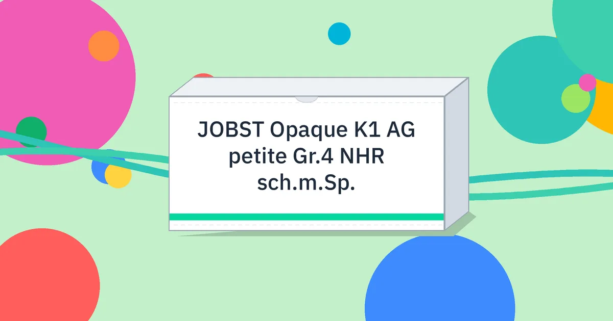 Symbolbild: Packung mit der Aufschrift JOBST Opaque K1 AG petite Gr.4 NHR sch.m.Sp. (PZN 13084702) – Verfügbarkeit und Bezug in Apotheken in Frankfurt am Main