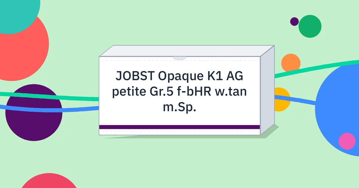 Symbolbild: Packung mit der Aufschrift JOBST Opaque K1 AG petite Gr.5 f-bHR w.tan m.Sp. (PZN 16270026) – Verfügbarkeit und Bezug in Apotheken in Frankfurt am Main