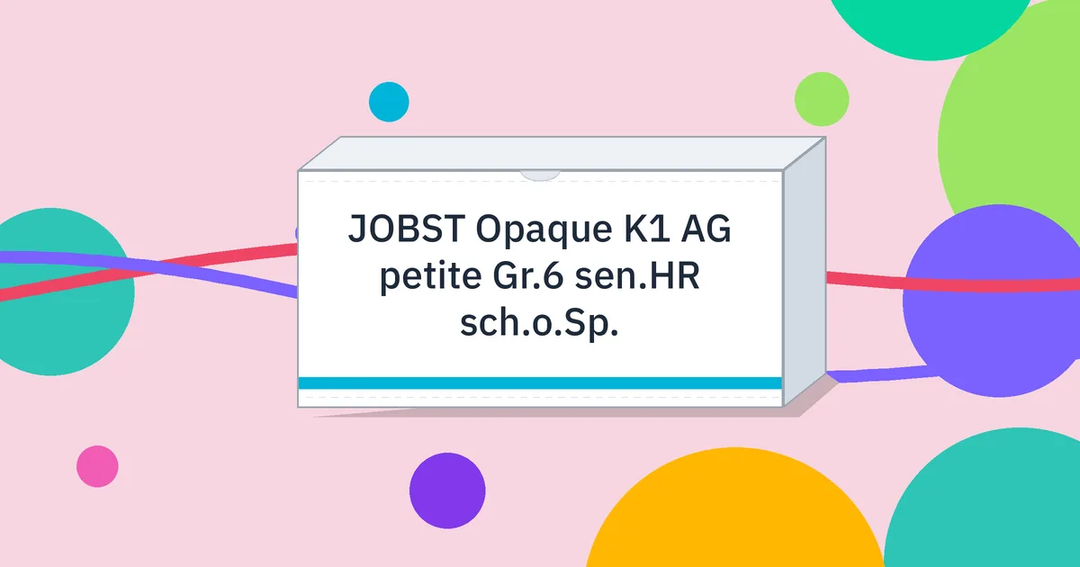 Symbolbild: Packung mit der Aufschrift JOBST Opaque K1 AG petite Gr.6 sen.HR sch.o.Sp. (PZN 13089102) – Verfügbarkeit und Bezug in Apotheken in Frankfurt am Main