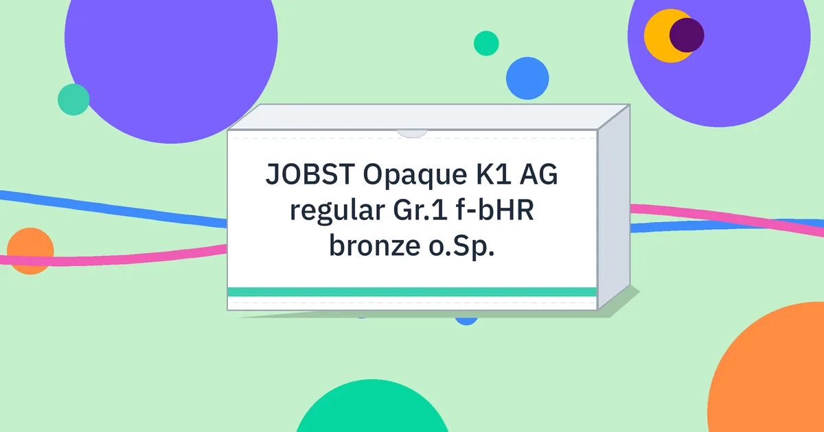 Symbolbild: Packung mit der Aufschrift JOBST Opaque K1 AG regular Gr.1 f-bHR bronze o.Sp. (PZN 13094333) – Verfügbarkeit und Bezug in Apotheken in Frankfurt am Main