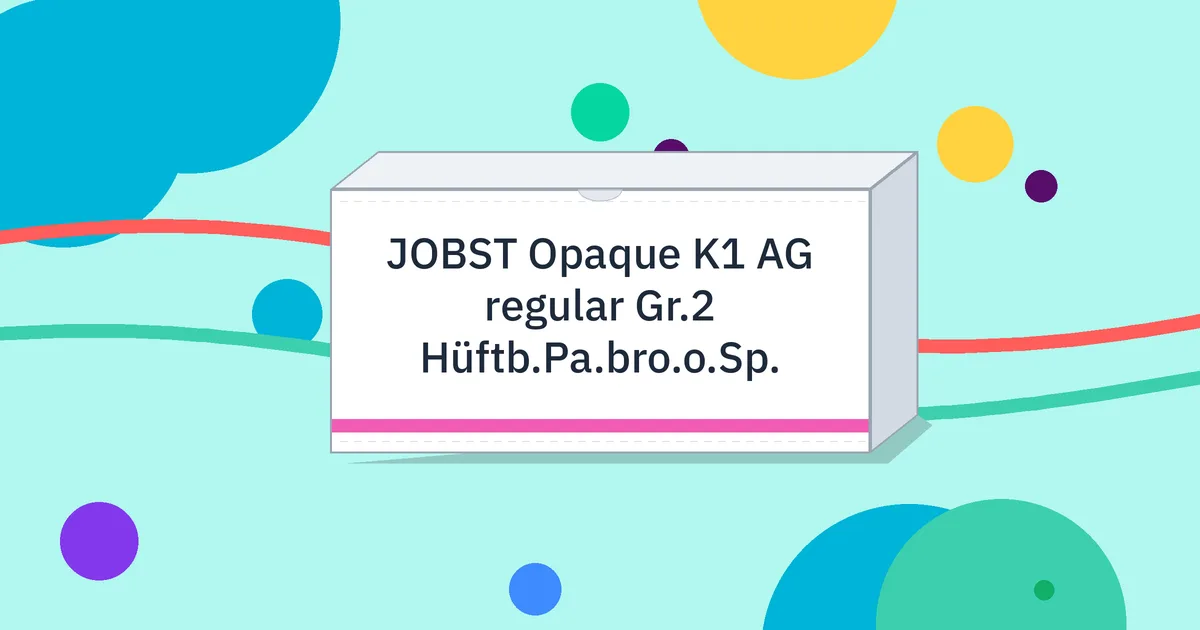 Symbolbild: Packung mit der Aufschrift JOBST Opaque K1 AG regular Gr.2 Hüftb.Pa.bro.o.Sp. (PZN 13100677) – Verfügbarkeit und Bezug in Apotheken in Frankfurt am Main