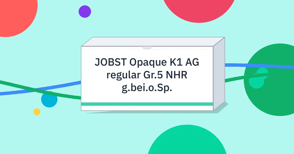 Symbolbild: Packung mit der Aufschrift JOBST Opaque K1 AG regular Gr.5 NHR g.bei.o.Sp. (PZN 16265290) – Verfügbarkeit und Bezug in Apotheken in Frankfurt am Main
