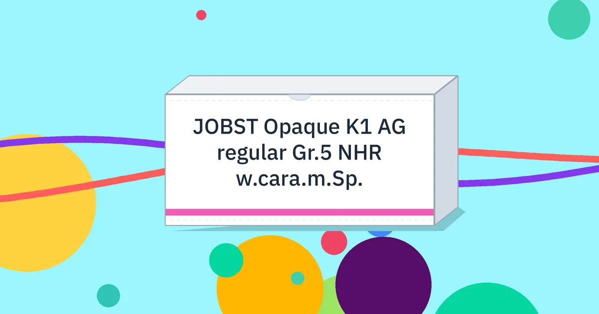 Symbolbild: Packung mit der Aufschrift JOBST Opaque K1 AG regular Gr.5 NHR w.cara.m.Sp. (PZN 13095522) – Verfügbarkeit und Bezug in Apotheken in Frankfurt am Main