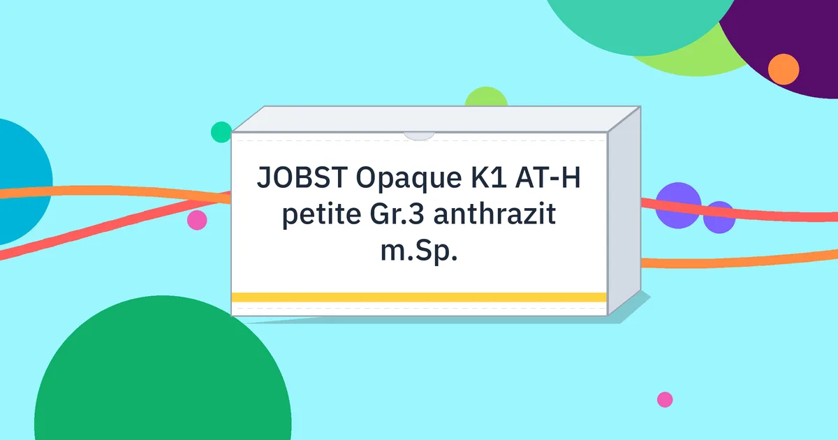 Symbolbild: Packung mit der Aufschrift JOBST Opaque K1 AT-H petite Gr.3 anthrazit m.Sp. (PZN 16276069) – Verfügbarkeit und Bezug in Apotheken in Frankfurt am Main