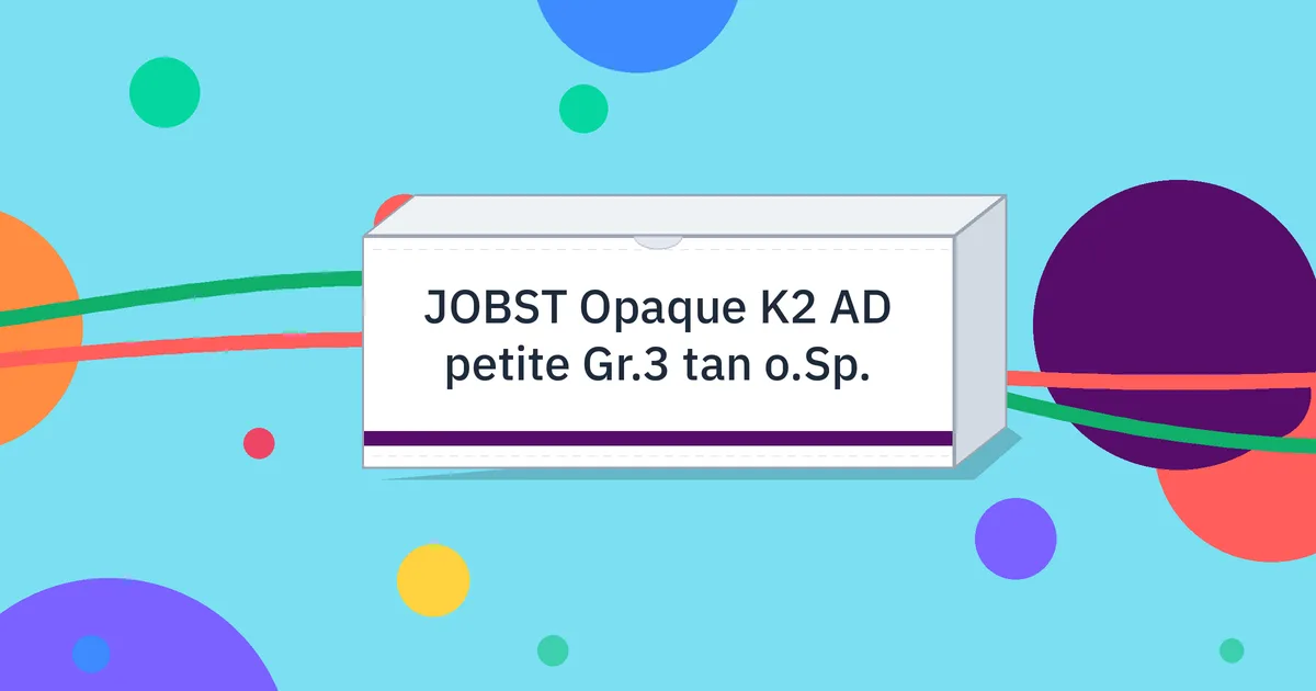 Symbolbild: Packung mit der Aufschrift JOBST Opaque K2 AD petite Gr.3 tan o.Sp. (PZN 16278826) – Verfügbarkeit und Bezug in Apotheken in Frankfurt am Main