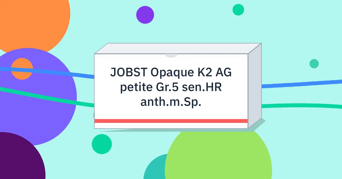 Symbolbild: Packung mit der Aufschrift JOBST Opaque K2 AG petite Gr.5 sen.HR anth.m.Sp. (PZN 16283342) – Verfügbarkeit und Bezug in Apotheken in Frankfurt am Main