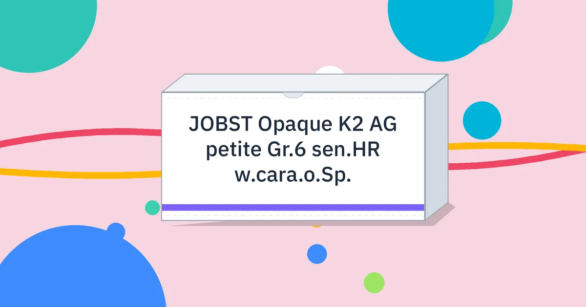 Symbolbild: Packung mit der Aufschrift JOBST Opaque K2 AG petite Gr.6 sen.HR w.cara.o.Sp. (PZN 11256688) – Verfügbarkeit und Bezug in Apotheken in Frankfurt am Main