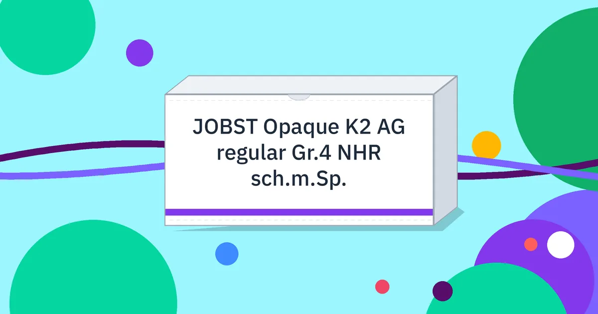 Symbolbild: Packung mit der Aufschrift JOBST Opaque K2 AG regular Gr.4 NHR sch.m.Sp. (PZN 10723484) – Verfügbarkeit und Bezug in Apotheken in Frankfurt am Main