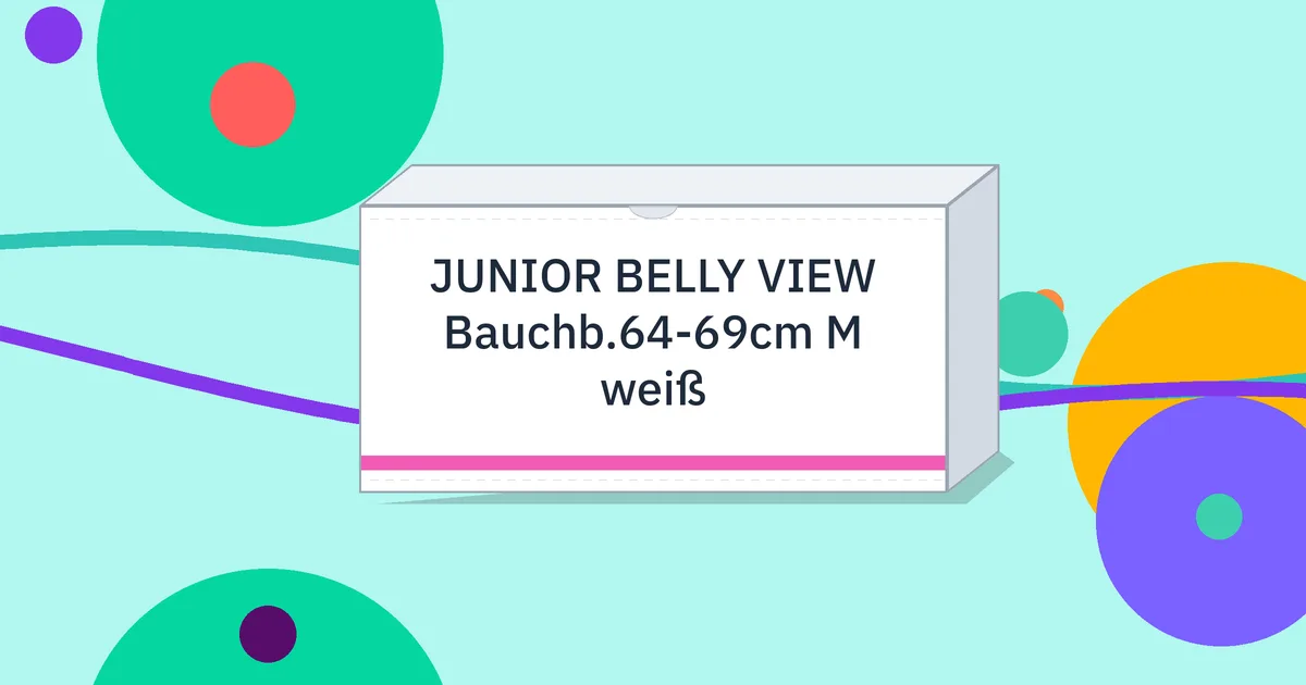 Symbolbild: Packung mit der Aufschrift JUNIOR BELLY VIEW Bauchb.64-69cm M weiß (PZN 16537601) – Verfügbarkeit und Bezug in Apotheken in Frankfurt am Main