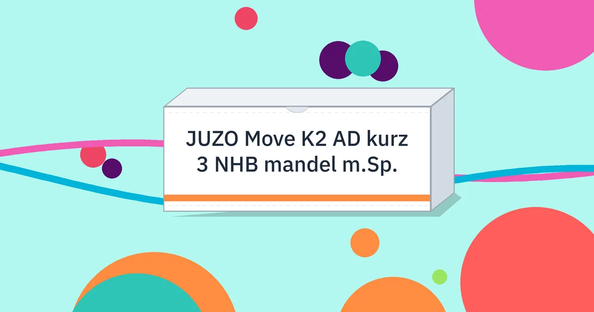 Symbolbild: Packung mit der Aufschrift JUZO Move K2 AD kurz 3 NHB mandel m.Sp. (PZN 16340063) – Verfügbarkeit und Bezug in Apotheken in Frankfurt am Main
