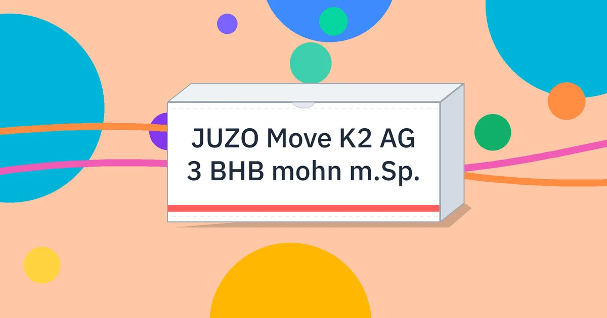 Symbolbild: Packung mit der Aufschrift JUZO Move K2 AG 3 BHB mohn m.Sp. (PZN 18555856) – Verfügbarkeit und Bezug in Apotheken in Frankfurt am Main