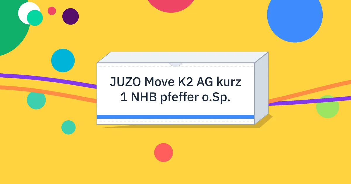 Symbolbild: Packung mit der Aufschrift JUZO Move K2 AG kurz 1 NHB pfeffer o.Sp. (PZN 16638880) – Verfügbarkeit und Bezug in Apotheken in Frankfurt am Main
