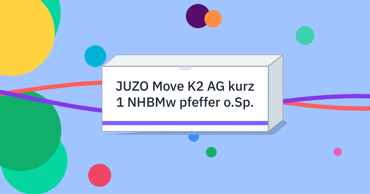 Symbolbild: Packung mit der Aufschrift JUZO Move K2 AG kurz 1 NHBMw pfeffer o.Sp. (PZN 16644604) – Verfügbarkeit und Bezug in Apotheken in Frankfurt am Main
