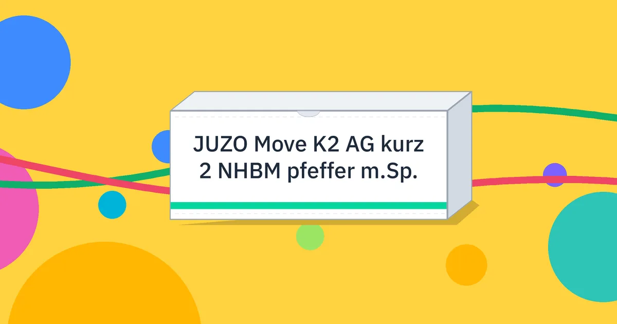 Symbolbild: Packung mit der Aufschrift JUZO Move K2 AG kurz 2 NHBM pfeffer m.Sp. (PZN 16642427) – Verfügbarkeit und Bezug in Apotheken in Frankfurt am Main