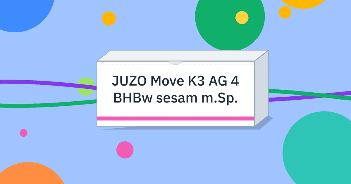 Symbolbild: Packung mit der Aufschrift JUZO Move K3 AG 4 BHBw sesam m.Sp. (PZN 18575936) – Verfügbarkeit und Bezug in Apotheken in Frankfurt am Main