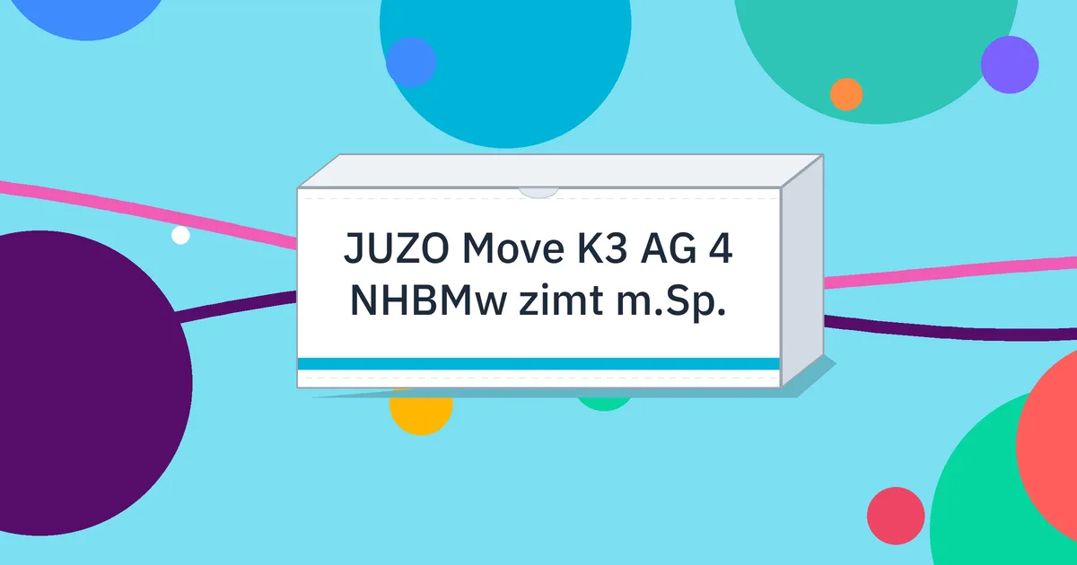 Symbolbild: Packung mit der Aufschrift JUZO Move K3 AG 4 NHBMw zimt m.Sp. (PZN 18574960) – Verfügbarkeit und Bezug in Apotheken in Frankfurt am Main