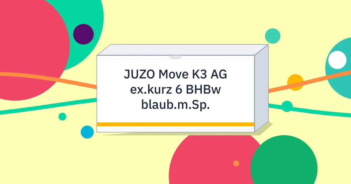 Symbolbild: Packung mit der Aufschrift JUZO Move K3 AG ex.kurz 6 BHBw blaub.m.Sp. (PZN 18595620) – Verfügbarkeit und Bezug in Apotheken in Frankfurt am Main