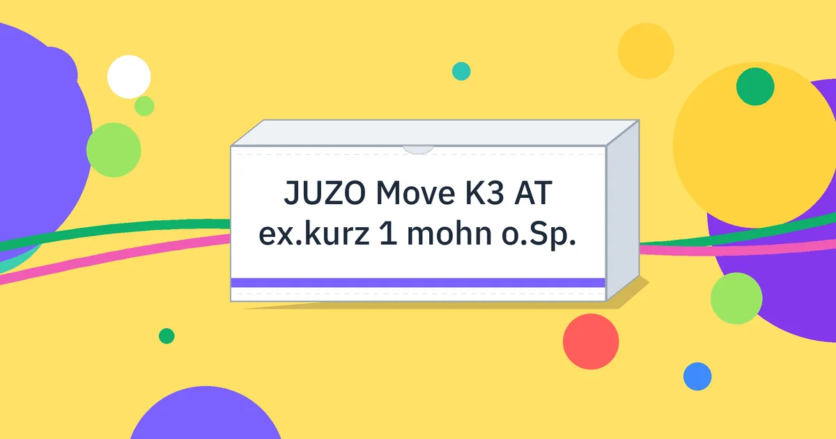 Symbolbild: Packung mit der Aufschrift JUZO Move K3 AT ex.kurz 1 mohn o.Sp. (PZN 20681752) – Verfügbarkeit und Bezug in Apotheken in Frankfurt am Main