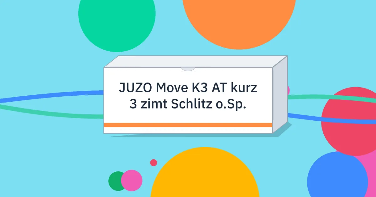Symbolbild: Packung mit der Aufschrift JUZO Move K3 AT kurz 3 zimt Schlitz o.Sp. (PZN 20685626) – Verfügbarkeit und Bezug in Apotheken in Frankfurt am Main