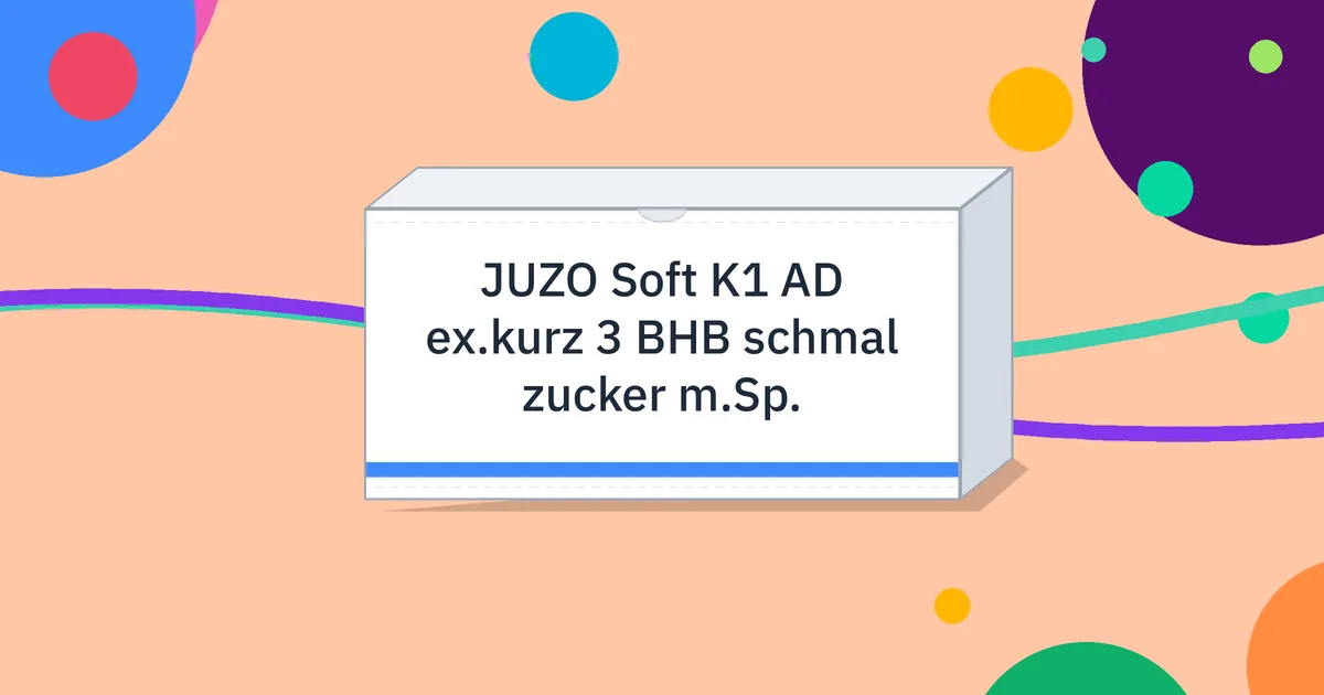 Symbolbild: Packung mit der Aufschrift JUZO Soft K1 AD ex.kurz 3 BHB schmal zucker m.Sp. (PZN 15462108) – Verfügbarkeit und Bezug in Apotheken in Frankfurt am Main