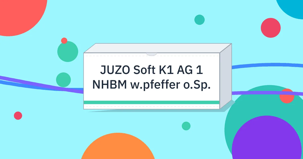 Symbolbild: Packung mit der Aufschrift JUZO Soft K1 AG 1 NHBM w.pfeffer o.Sp. (PZN 14995506) – Verfügbarkeit und Bezug in Apotheken in Frankfurt am Main