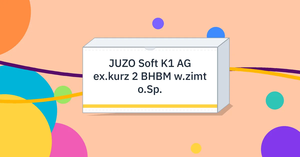 Symbolbild: Packung mit der Aufschrift JUZO Soft K1 AG ex.kurz 2 BHBM w.zimt o.Sp. (PZN 14866068) – Verfügbarkeit und Bezug in Apotheken in Frankfurt am Main