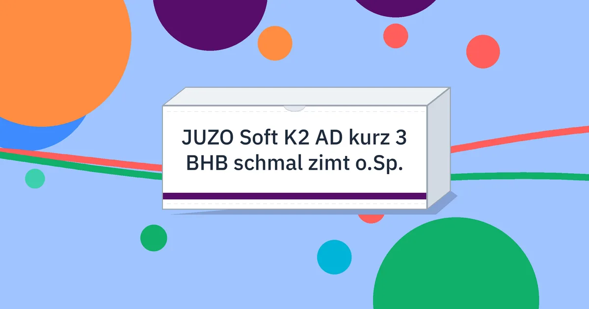 Symbolbild: Packung mit der Aufschrift JUZO Soft K2 AD kurz 3 BHB schmal zimt o.Sp. (PZN 15467608) – Verfügbarkeit und Bezug in Apotheken in Frankfurt am Main