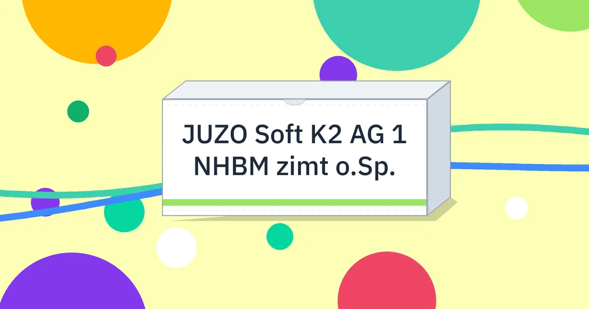 Symbolbild: Packung mit der Aufschrift JUZO Soft K2 AG 1 NHBM zimt o.Sp. (PZN 14997103) – Verfügbarkeit und Bezug in Apotheken in Frankfurt am Main