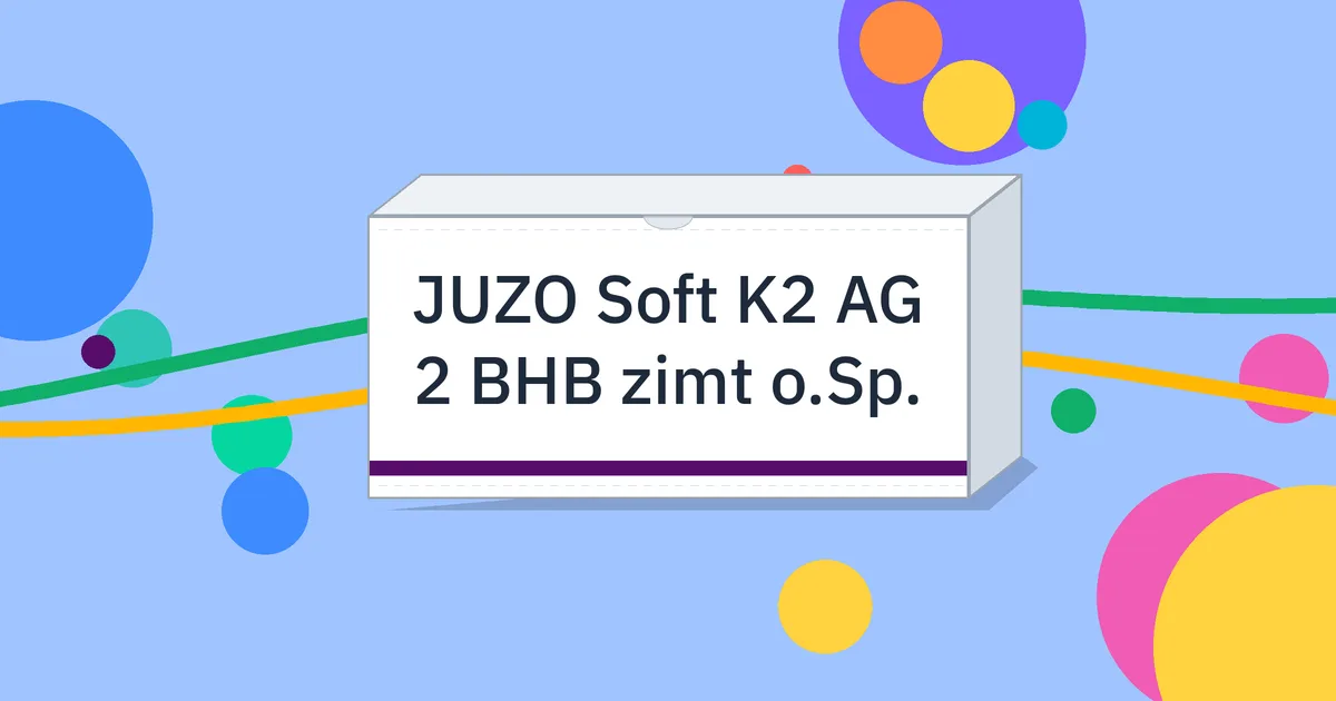 Symbolbild: Packung mit der Aufschrift JUZO Soft K2 AG 2 BHB zimt o.Sp. (PZN 14825359) – Verfügbarkeit und Bezug in Apotheken in Frankfurt am Main