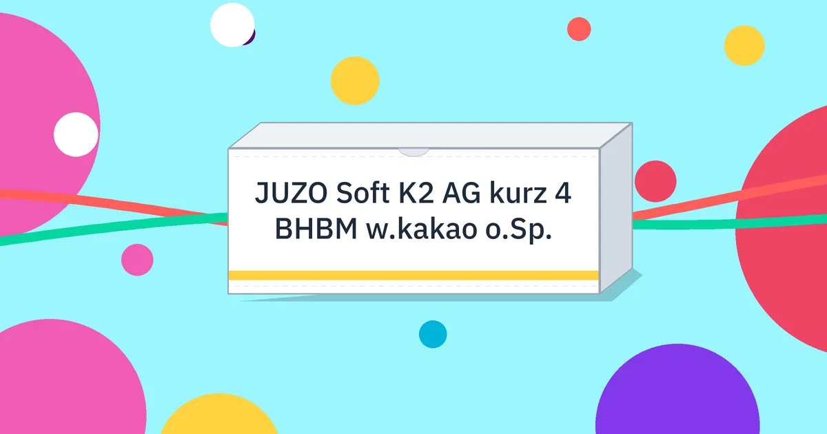 Symbolbild: Packung mit der Aufschrift JUZO Soft K2 AG kurz 4 BHBM w.kakao o.Sp. (PZN 14869813) – Verfügbarkeit und Bezug in Apotheken in Frankfurt am Main
