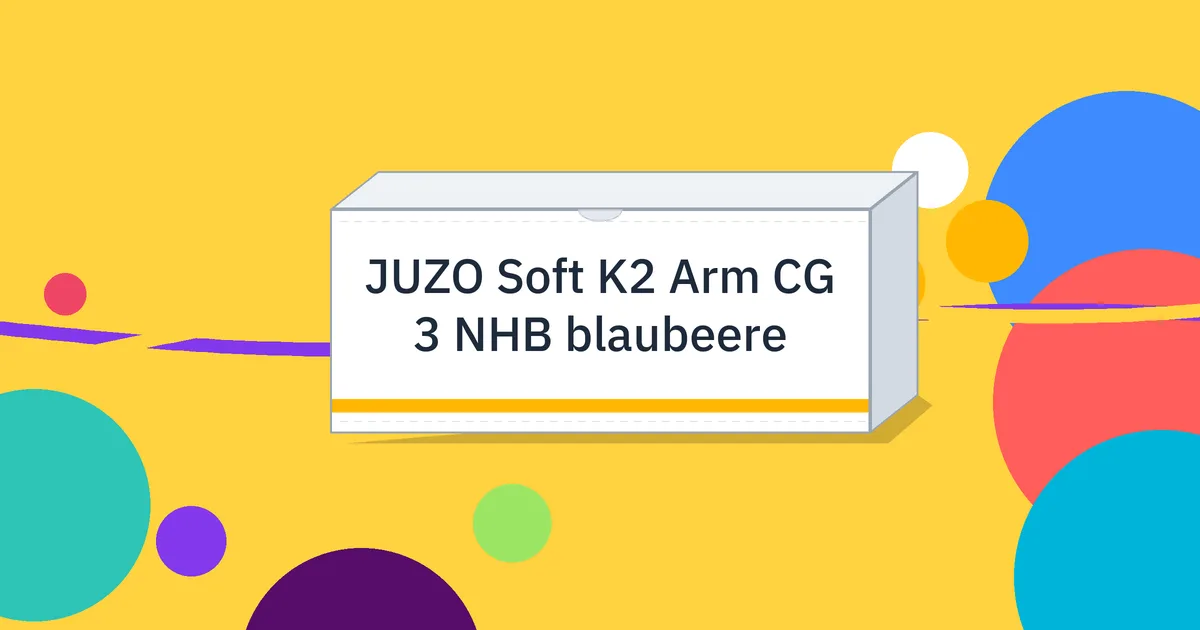 Symbolbild: Packung mit der Aufschrift JUZO Soft K2 Arm CG 3 NHB blaubeere (PZN 15510971) – Verfügbarkeit und Bezug in Apotheken in Frankfurt am Main