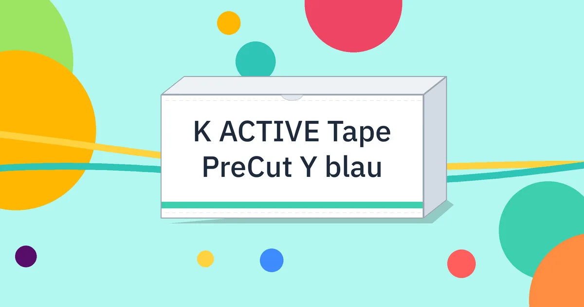 Symbolbild: Packung mit der Aufschrift K ACTIVE Tape PreCut Y blau (PZN 11607952) – Verfügbarkeit und Bezug in Apotheken in Frankfurt am Main