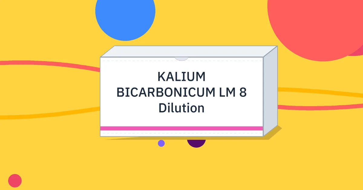 Symbolbild: Packung mit der Aufschrift KALIUM BICARBONICUM LM 8 Dilution (PZN 13783400) – Verfügbarkeit und Bezug in Apotheken in Frankfurt am Main