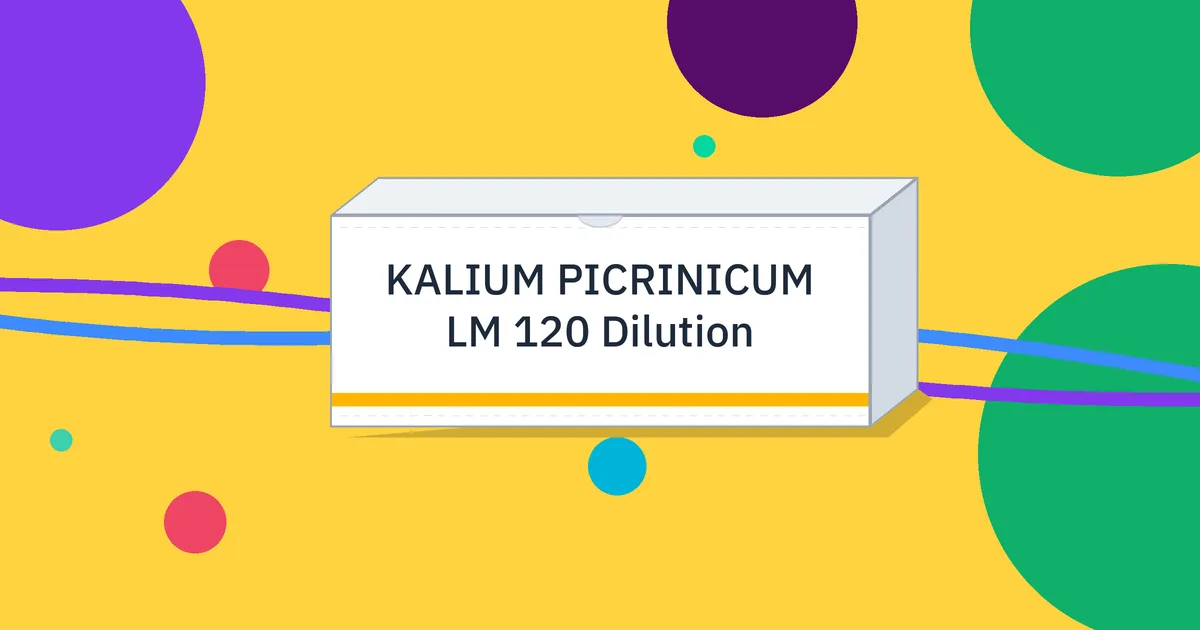 Symbolbild: Packung mit der Aufschrift KALIUM PICRINICUM LM 120 Dilution (PZN 12925306) – Verfügbarkeit und Bezug in Apotheken in Frankfurt am Main