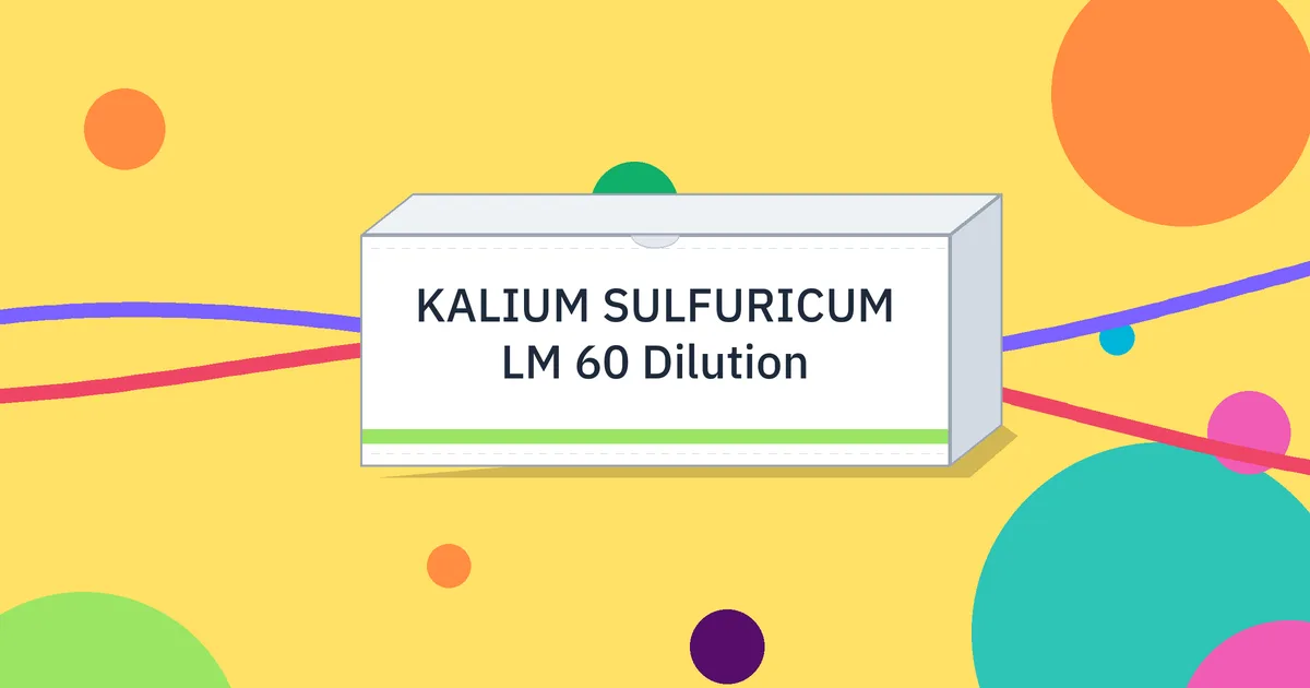 Symbolbild: Packung mit der Aufschrift KALIUM SULFURICUM LM 60 Dilution (PZN 12926524) – Verfügbarkeit und Bezug in Apotheken in Frankfurt am Main