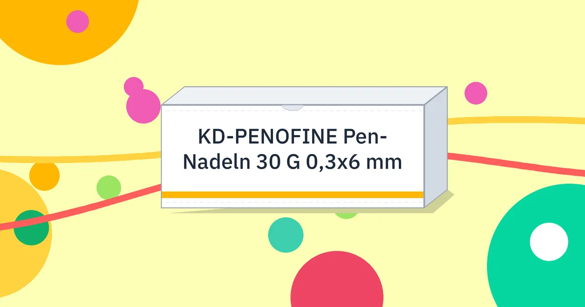 Symbolbild: Packung mit der Aufschrift KD-PENOFINE Pen-Nadeln 30 G 0,3x6 mm (PZN 20377764) – Verfügbarkeit und Bezug in Apotheken in Frankfurt am Main