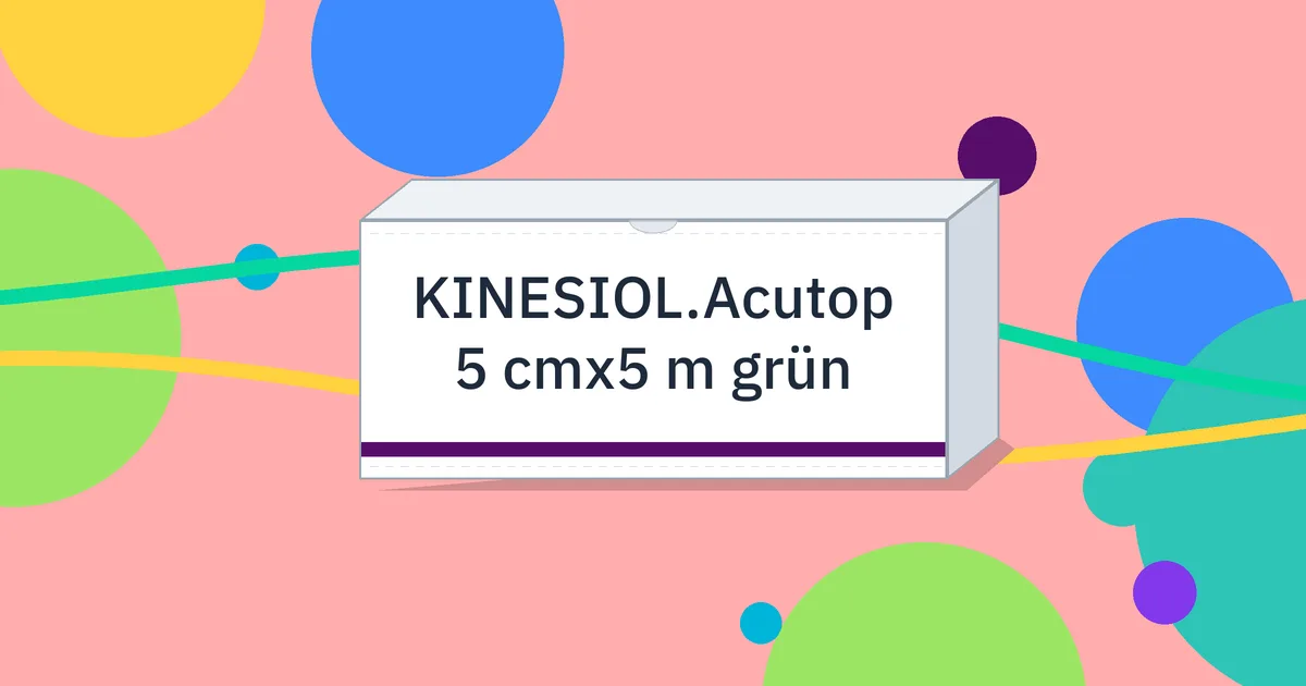 Symbolbild: Packung mit der Aufschrift KINESIOL.Acutop 5 cmx5 m grün (PZN 11140017) – Verfügbarkeit und Bezug in Apotheken in Frankfurt am Main